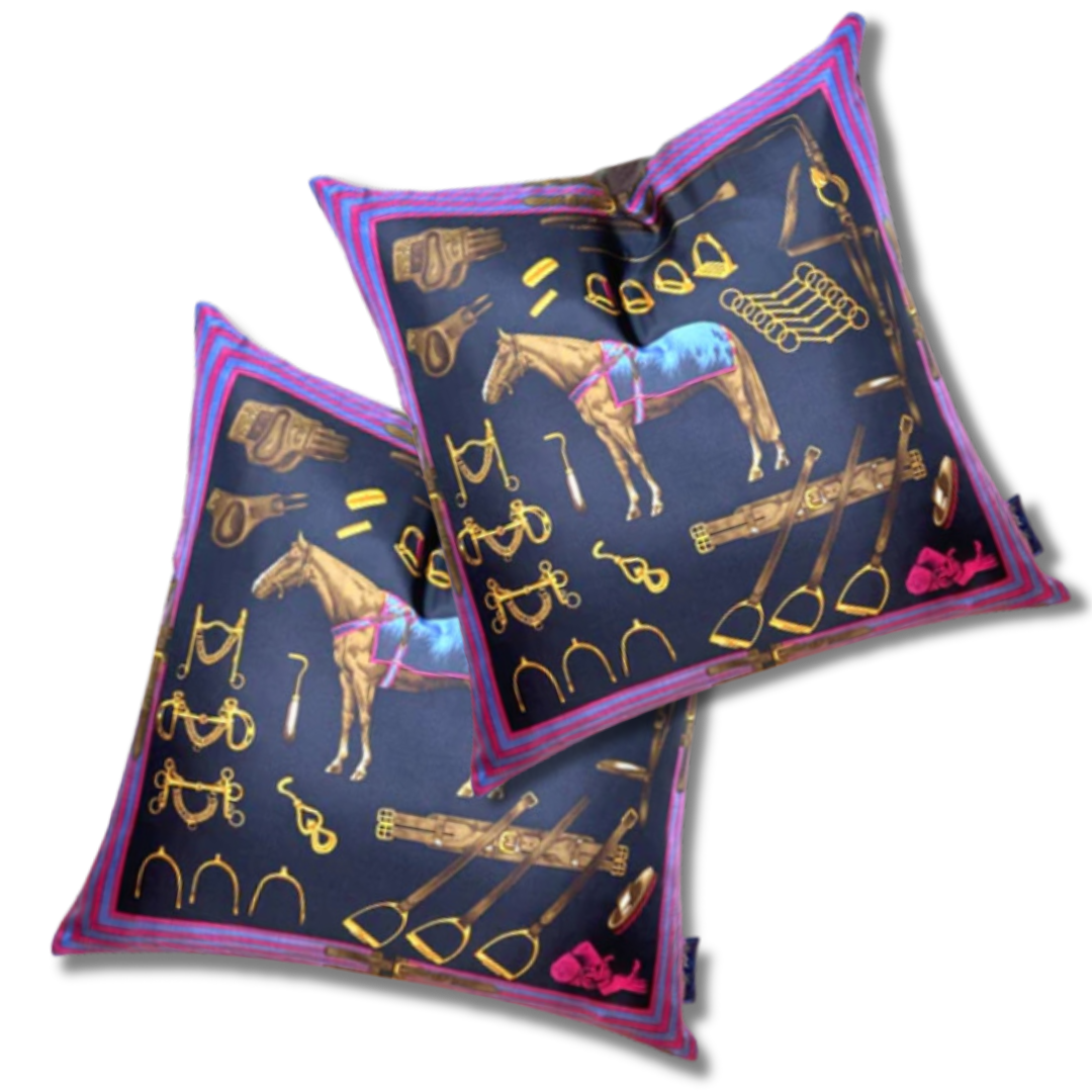 RALPH LAUREN Equestrian Vintage Silk Scarf Pillow 20" throw pillow ...