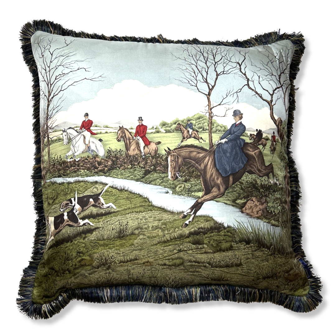 RALPH LAUREN Equestrian Fox Hunt Vintage Silk Scarf Pillow Throw Pillow ...