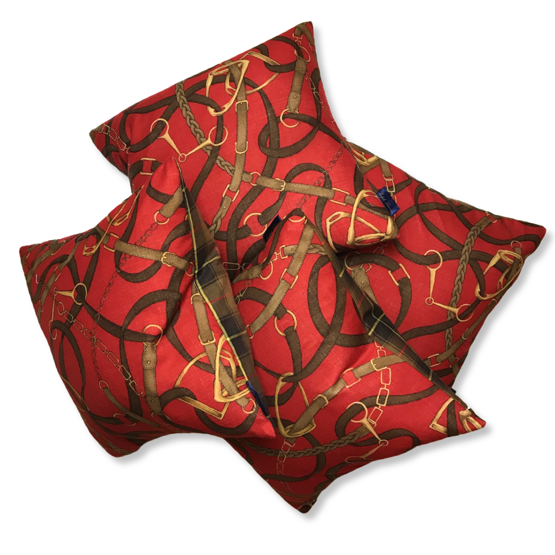 RALPH LAUREN Red Equestrian Tartan Vintage Scarf Pillow Decorative ...